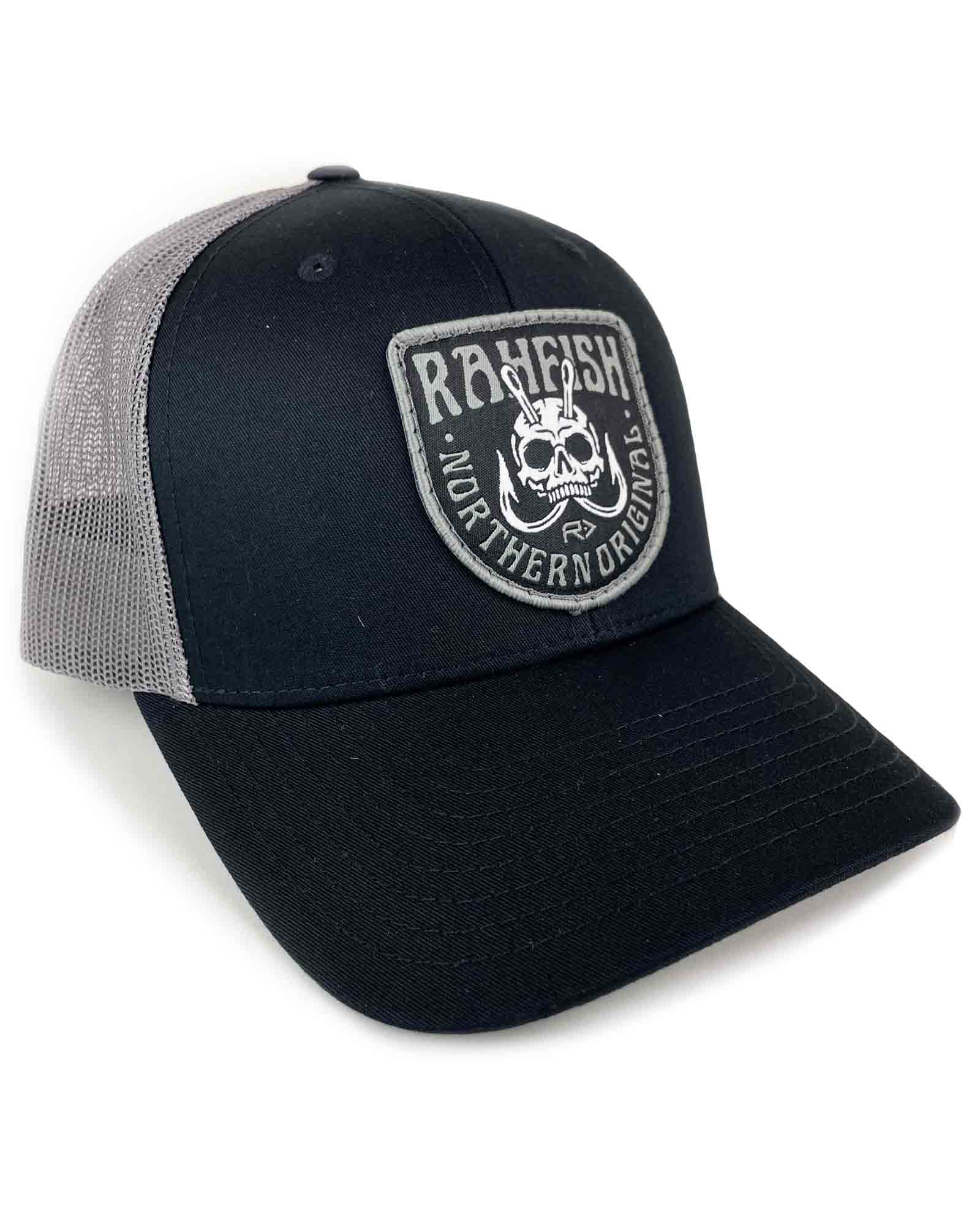 HAT - HOOKED SKULL TRUCKER - BLACK / GUN METAL - Rahfish